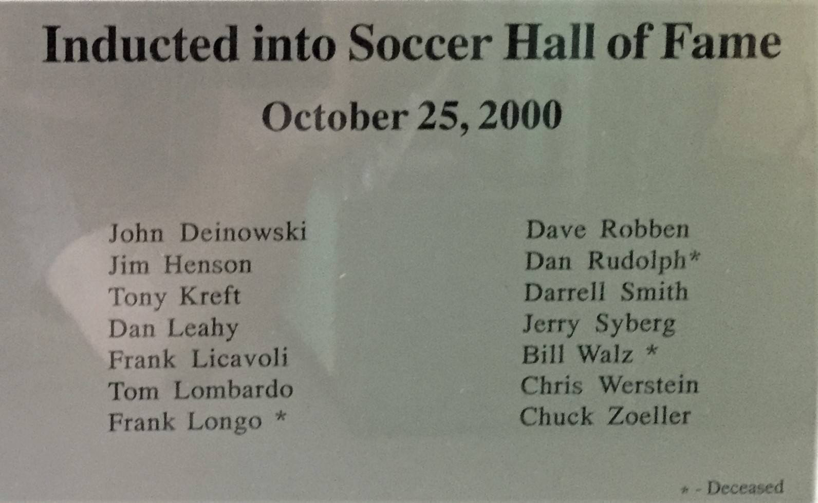 Kreft, Tony 2000 - St. Louis Soccer Hall of Fame