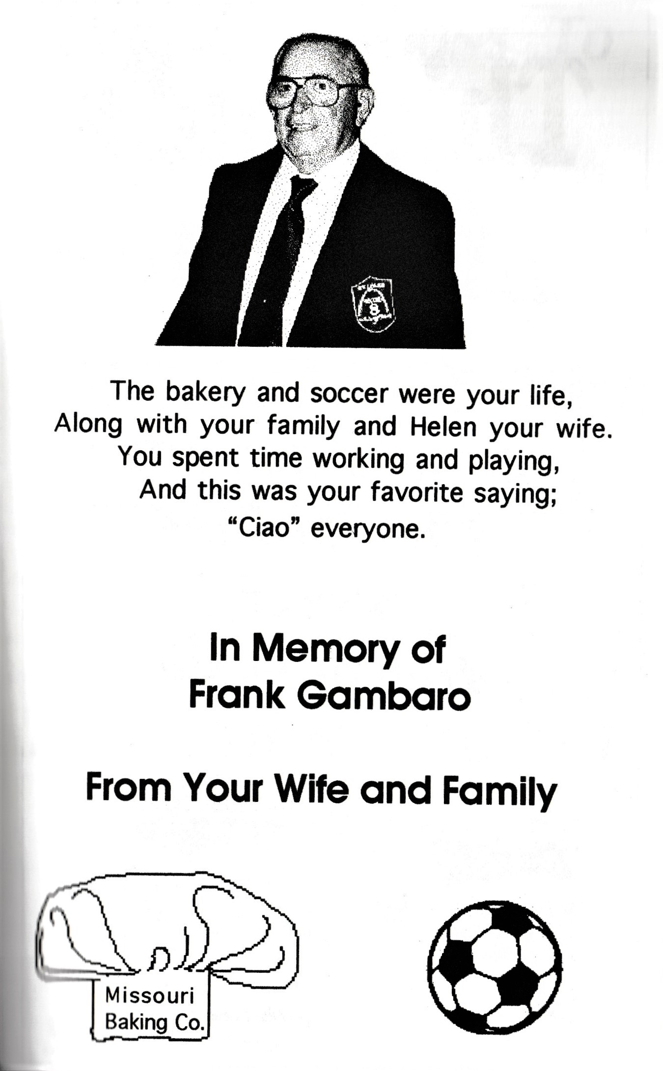 Gambaro, Frank 1989 - St. Louis Soccer Hall of Fame