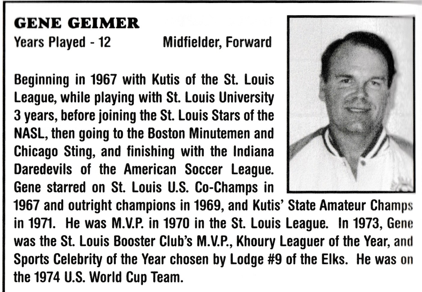 Geimer, Gene 2003 - St. Louis Soccer Hall of Fame