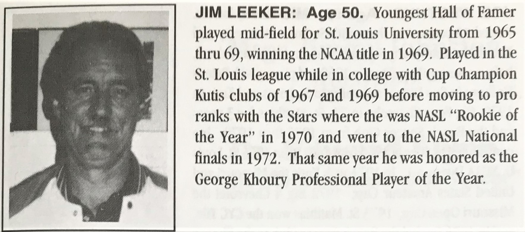 Leeker, Jim 1998 - St. Louis Soccer Hall of Fame