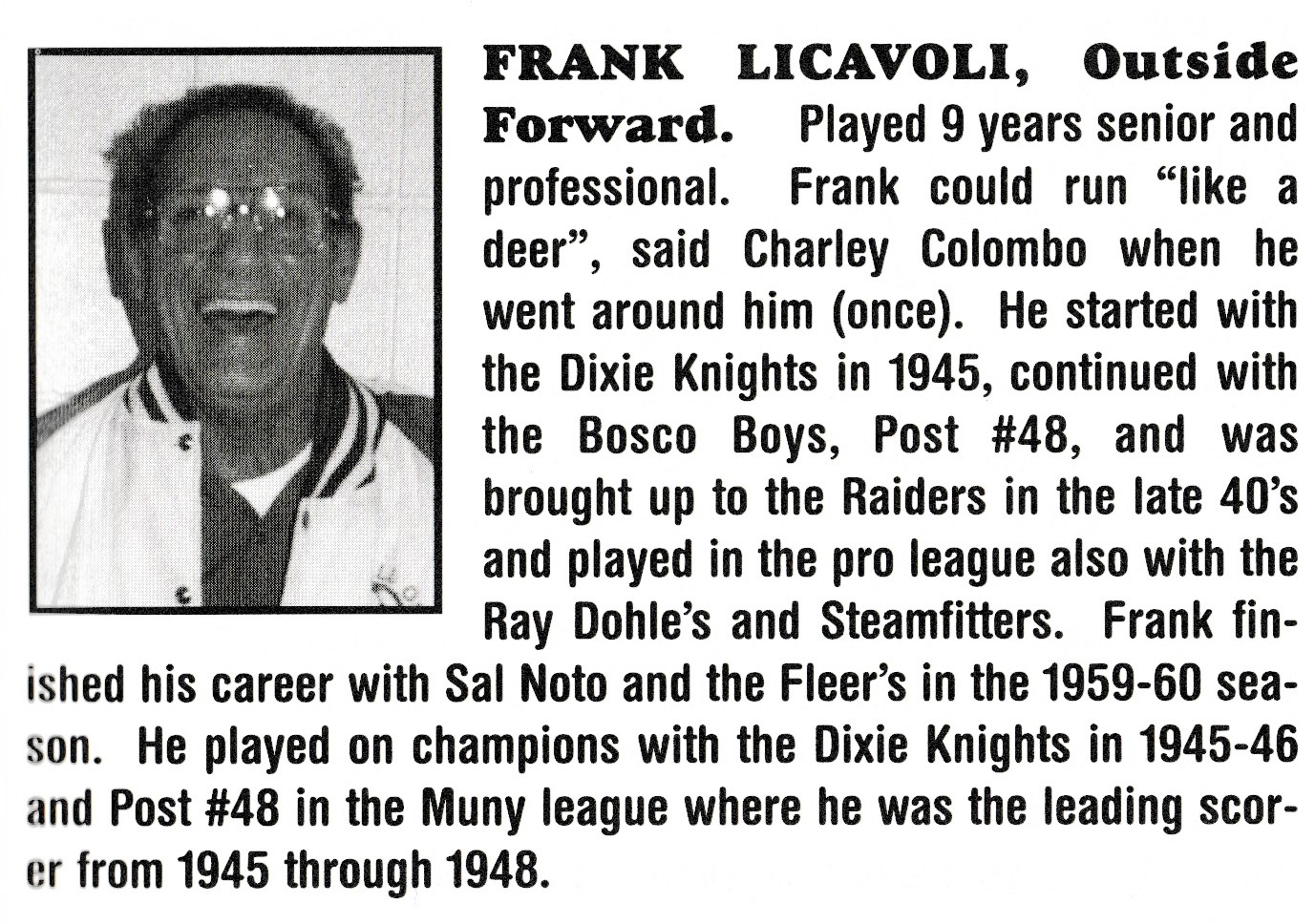 Licavoli, Frank 2000 - St. Louis Soccer Hall of Fame