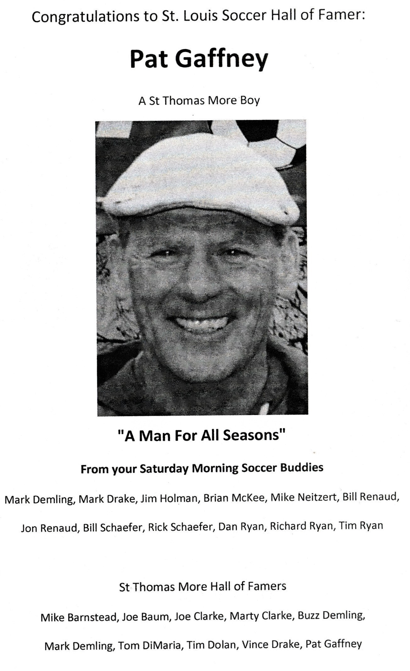 Gaffney, Pat 2017 - St. Louis Soccer Hall of Fame